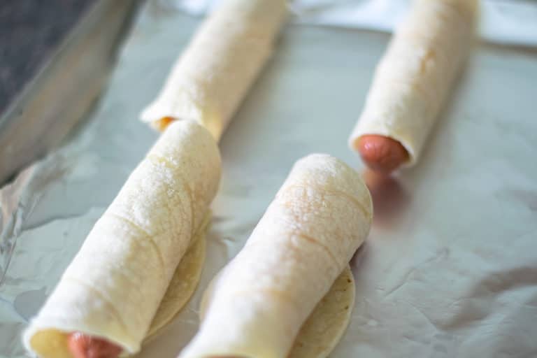 Baked Tortilla Wrapped Hot Dogs - Thrift and Spice
