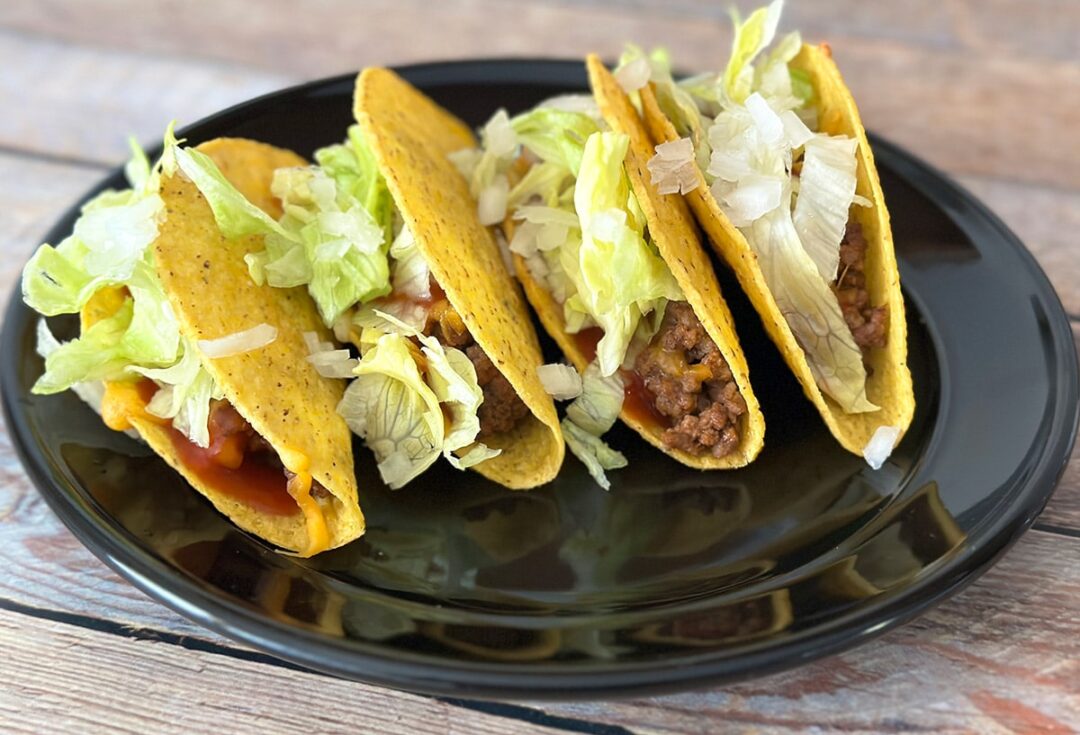 Crunchy Ground Beef Tacos Recipe - Thrift and Spice
